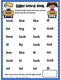 Sight Word look Worksheets