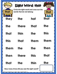 Sight Word that Worksheets