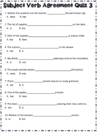 Subject Verb Agreement - Mixed Worksheets