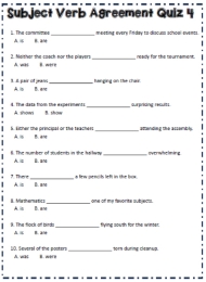 Subject Verb Agreement - Mixed Worksheets