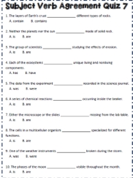 Subject Verb Agreement - Mixed Worksheets