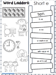 Word Ladders CVC Worksheets