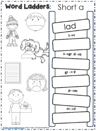 Word Ladders CVC Worksheets