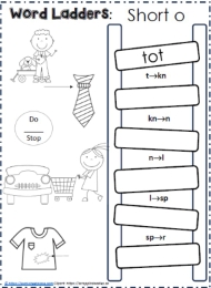 Word Ladders CVC Worksheets