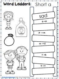 Word Ladders CVC Worksheets