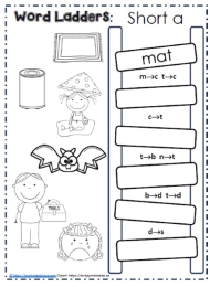 Word Ladders CVC Worksheets